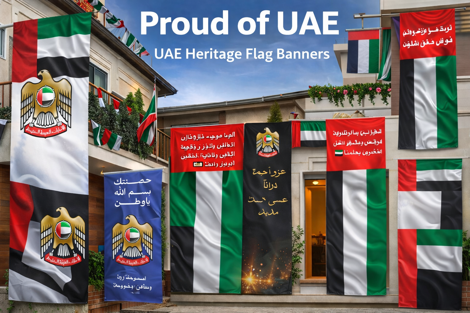 Proud of UAE Flag Banners | Sheikh Zayed & UAE Heritage Outdoor Flags ...