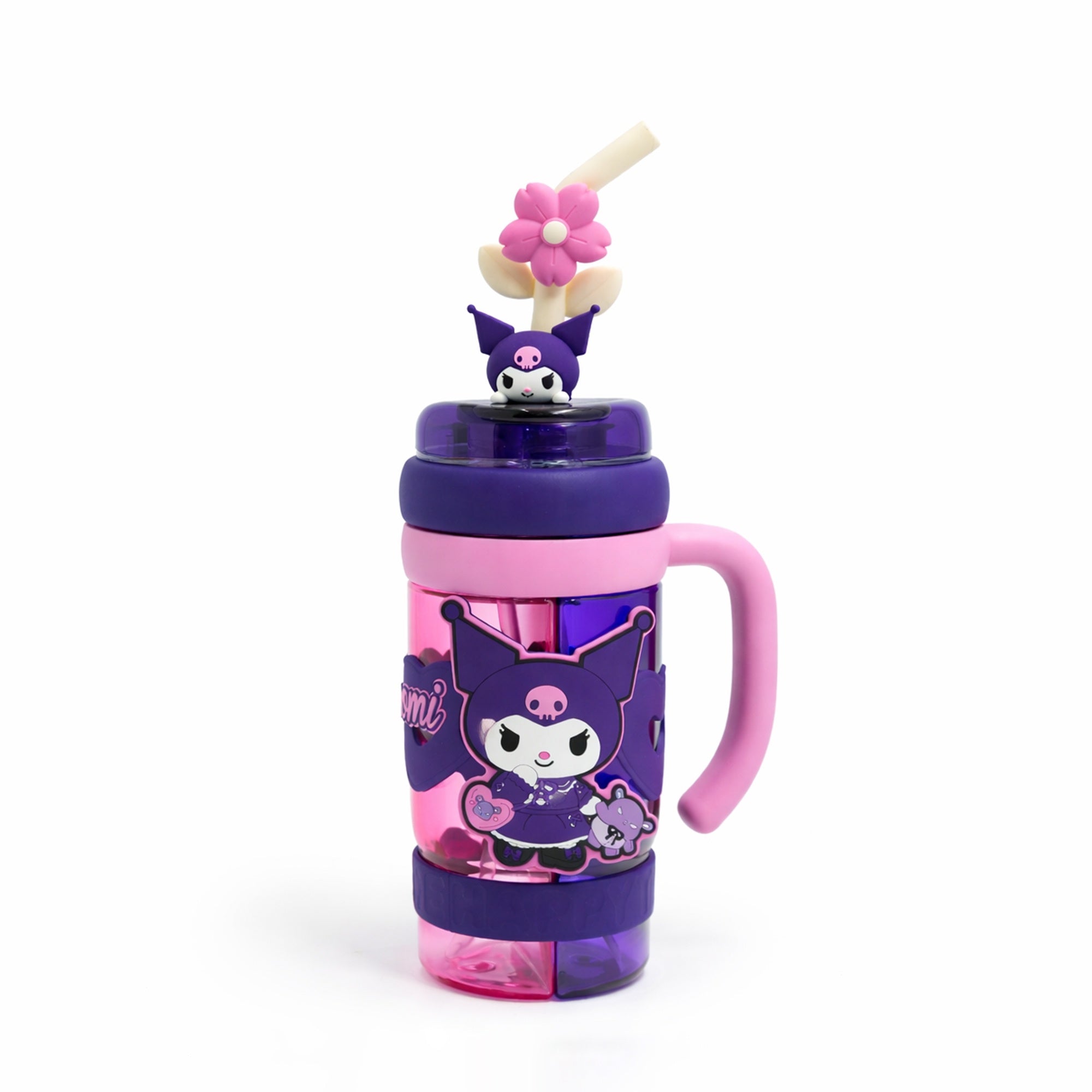 1620-04 Kuromi Plastic Water Bottle – 1300ml with Straw Lid, Flip Top ...