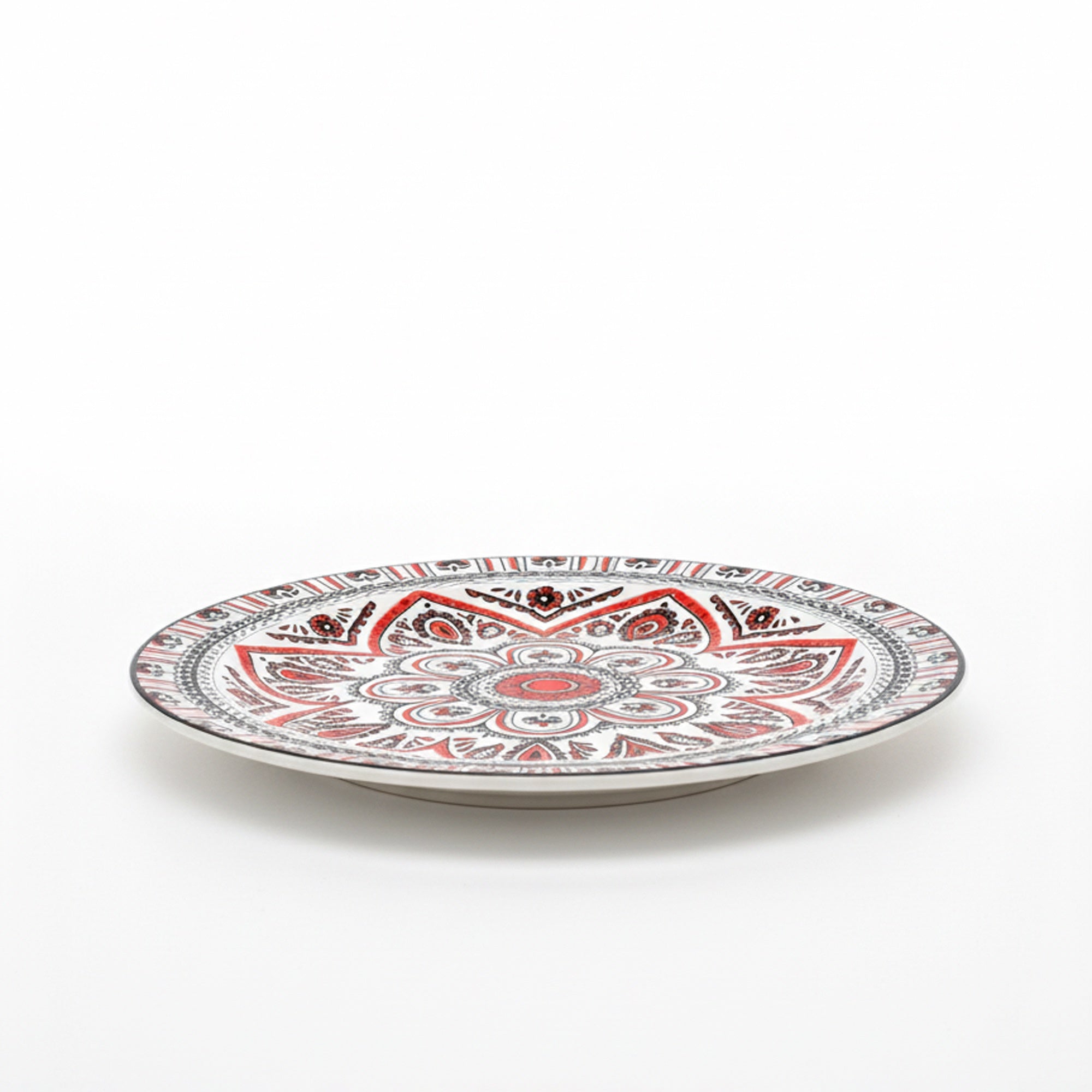 1623-01 Ceramic Dinner Plate 10.5" – Red & Black Floral Pattern ...