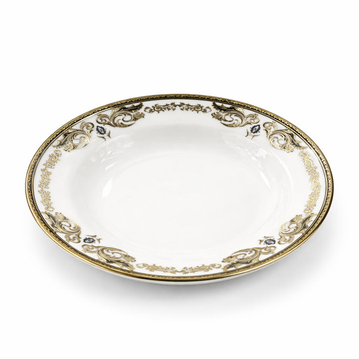AB-155 Ceramic Soup Plate – 8 Inch – White with Gold Detailing | Siddiq ...