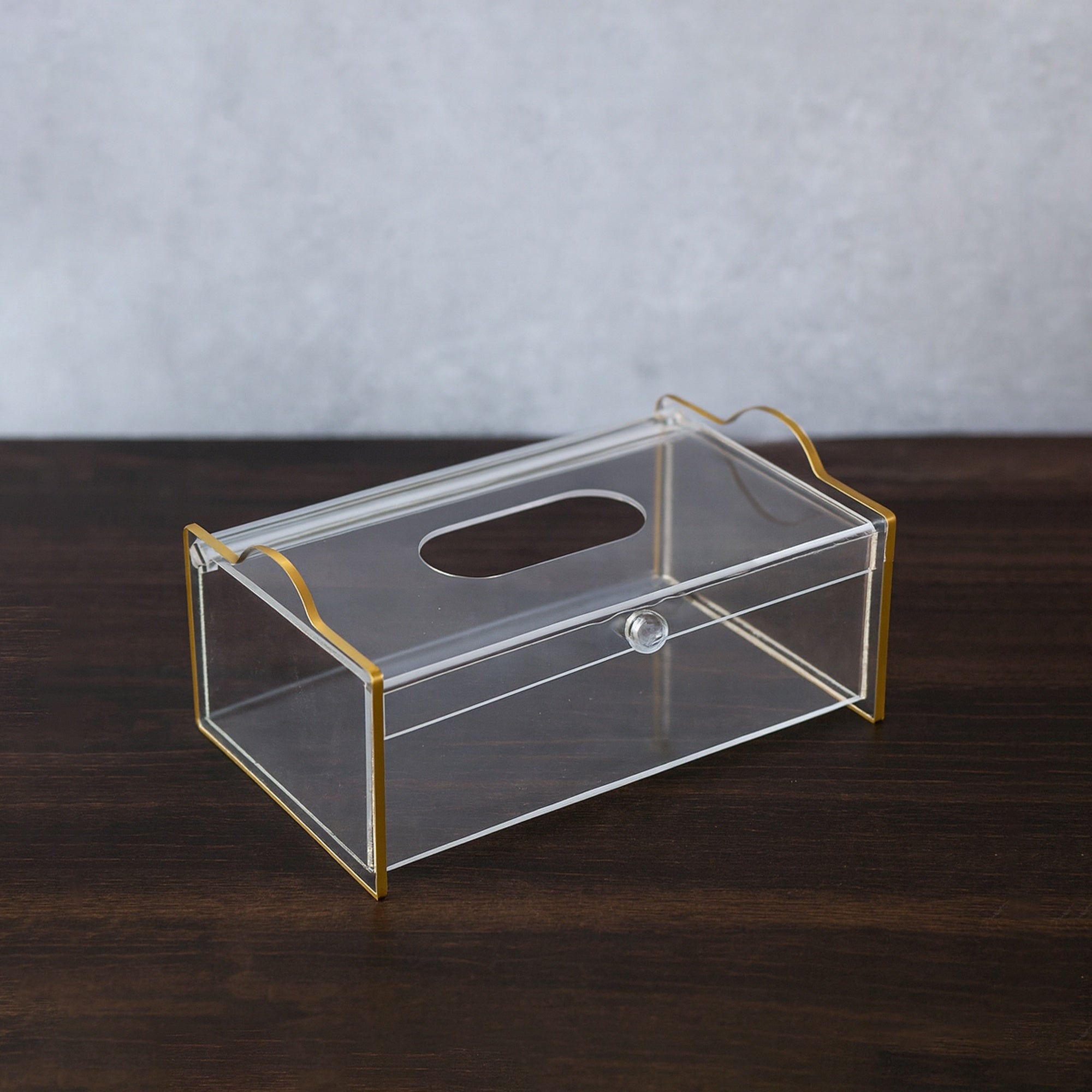 HO-783-TG Acrylic Tissue Box – Clear Transparent Design with Gold Trim ...