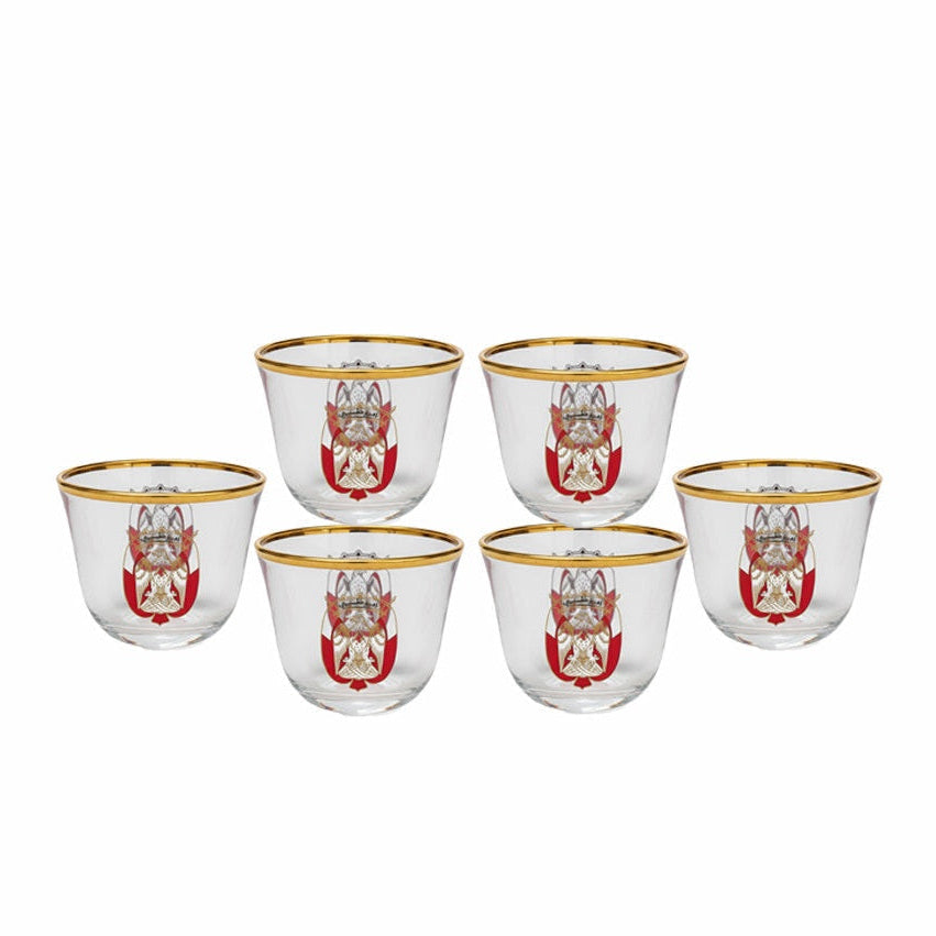 GCW16-G Abu Dhabi Logo Cawa Cup Set 6 pcs – Clear Glass Gold Rim ...