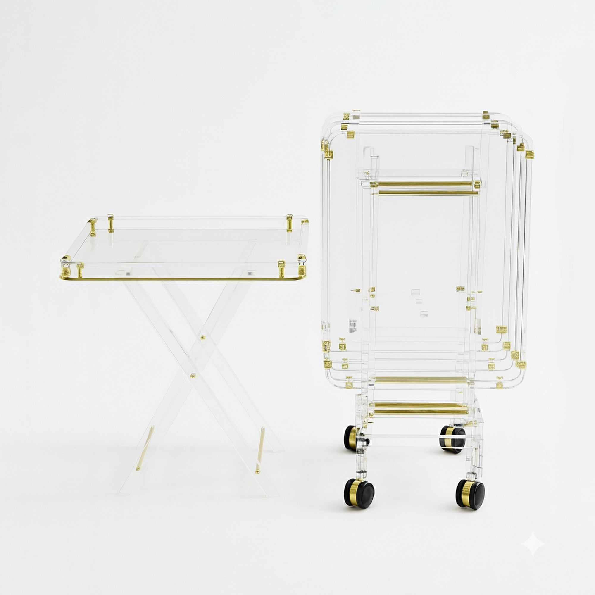 HO-931TG Deluxe Acrylic Folding Table Set – Transparent with Gold ...