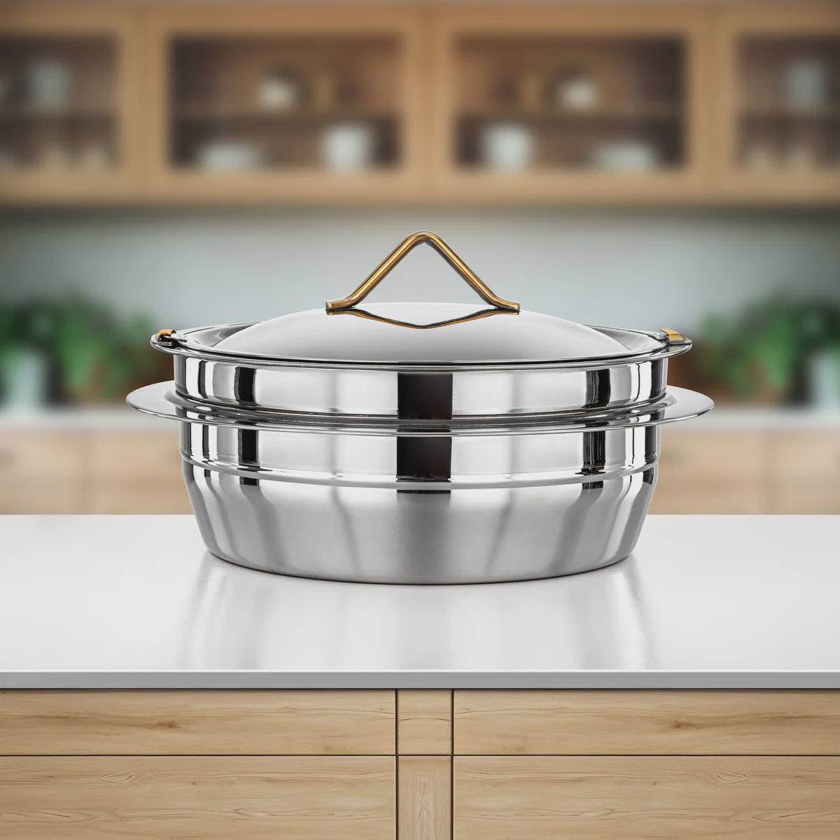 STS0293543 TARA Stainless Steel Hot Pot – Silver & Gold Accent – 6000 ...