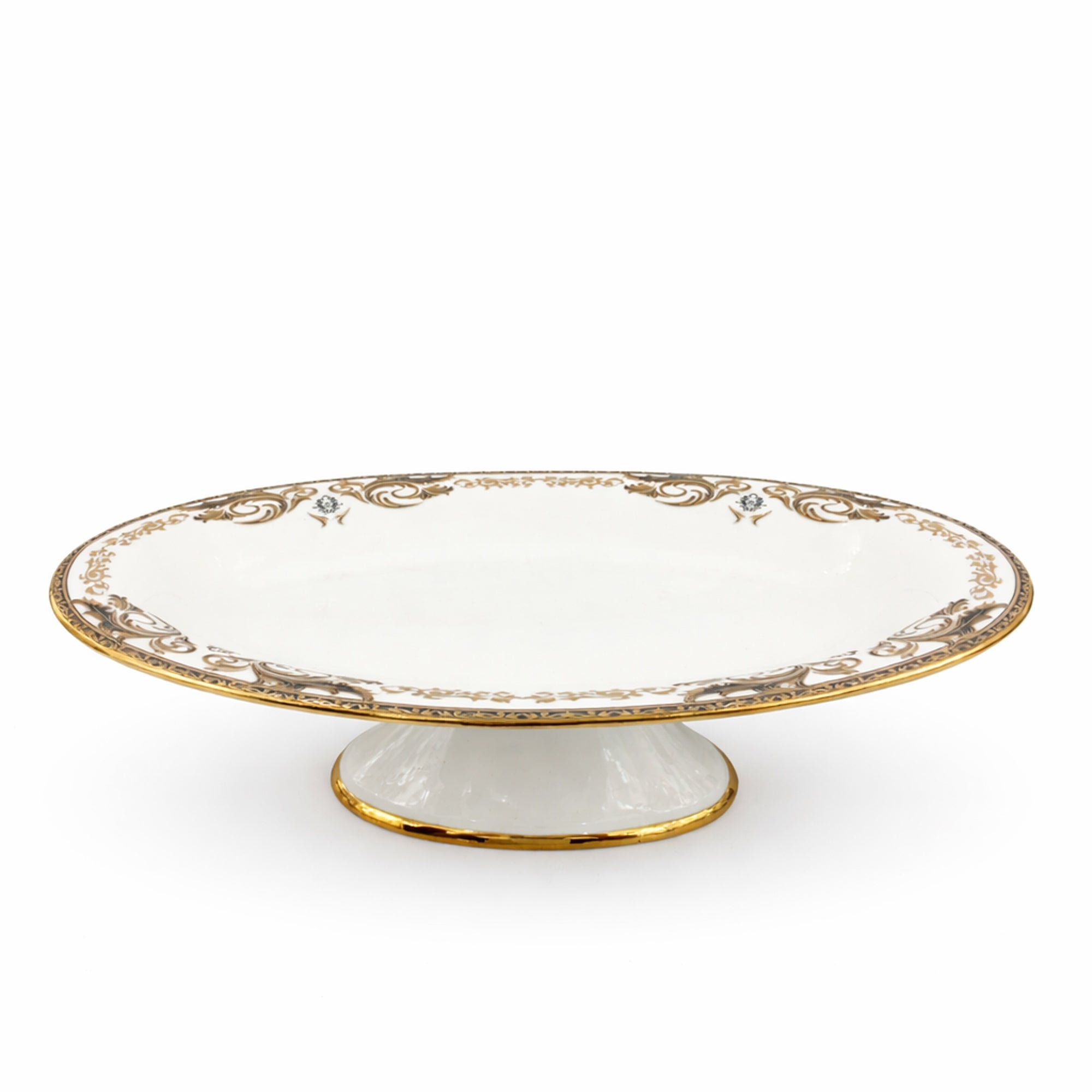 AB-145 Ceramic Oval Pedestal Bowl with Stand – 38 × 23 cm – White with ...