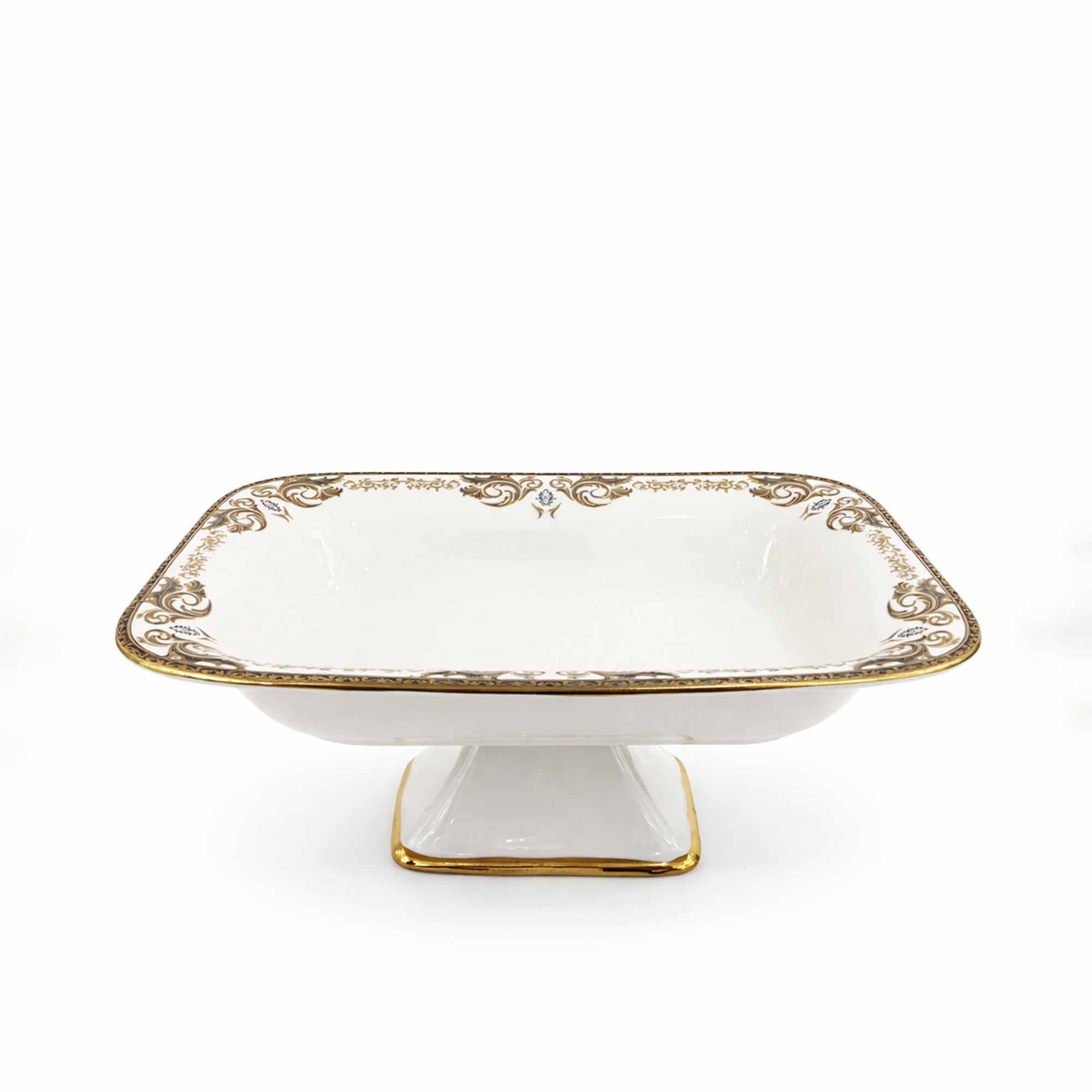 AB-150 Ceramic Square Pedestal Bowl with Stand – 31 × 22 cm – White ...