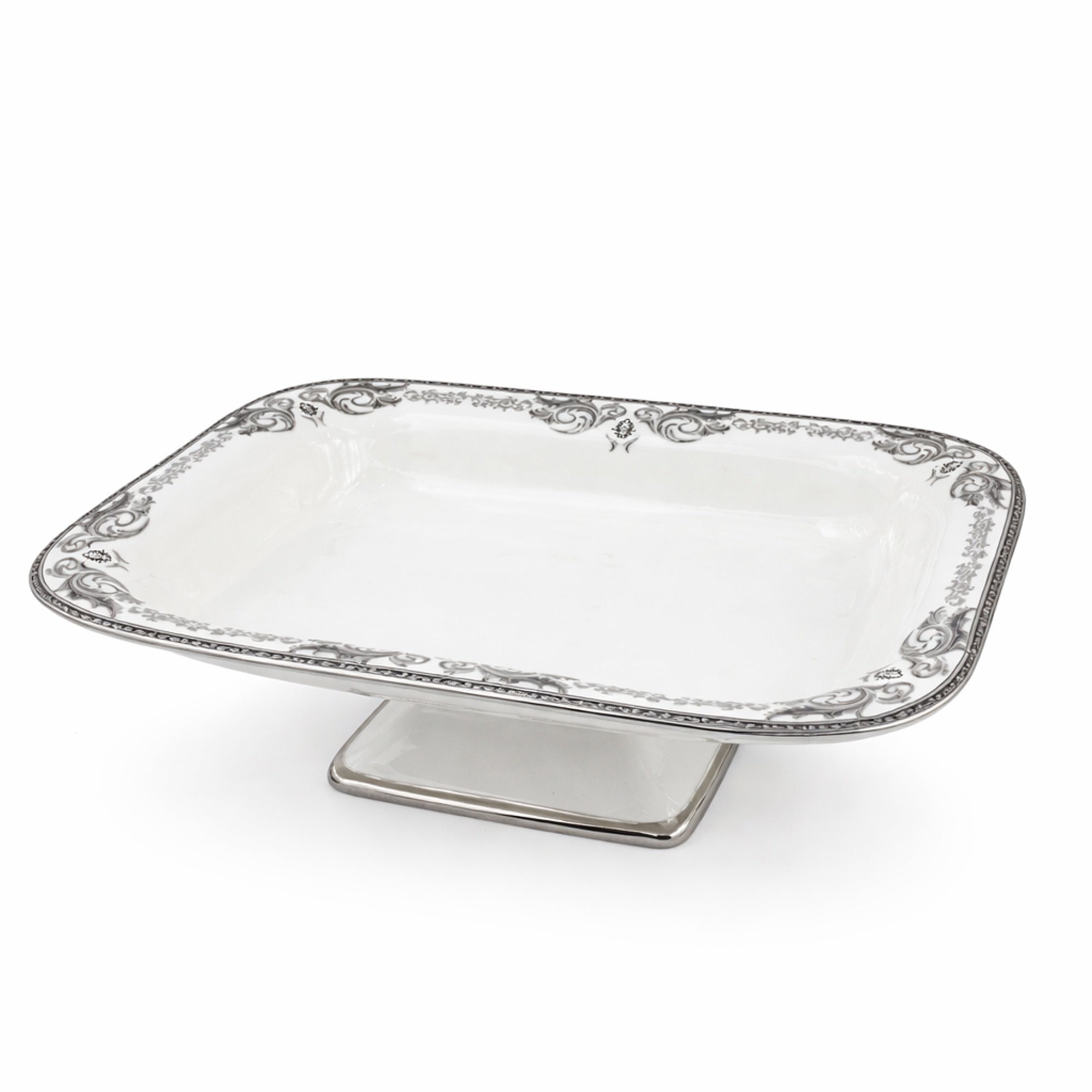 AB-169 Ceramic Square Serving Plate with Stand – 36 × 25 cm – White ...