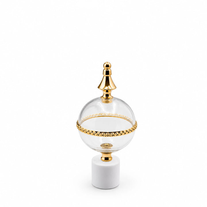 Glass Candy Bowl With Lid 13x30 CM Gold Marble Base | Siddiq Gifts