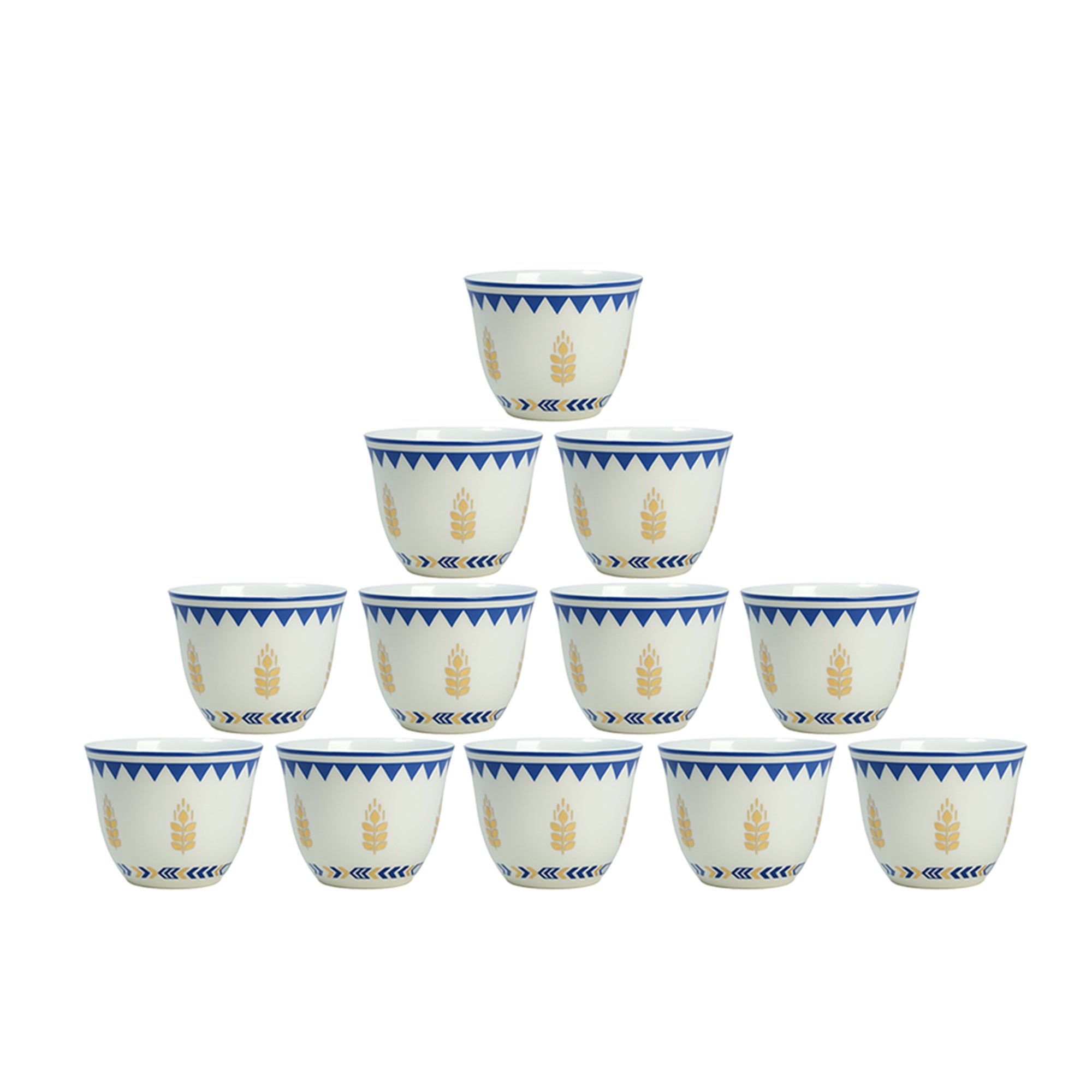 HMC20029 Porcelain Cawa Cup Set – 12 Pieces – 80ml – Blue & Gold ...