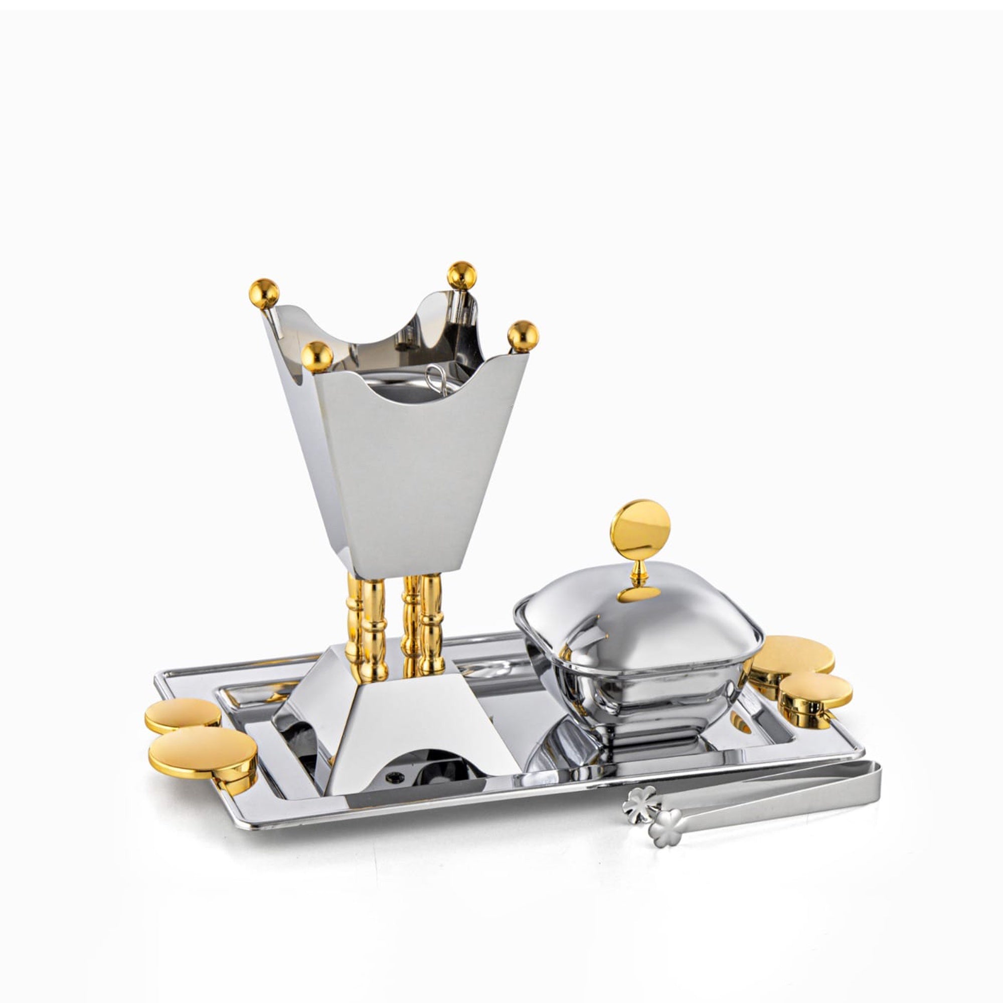 HT2506043 Incense Burner Set – Silver & Gold Decorative Bakhoor Set ...