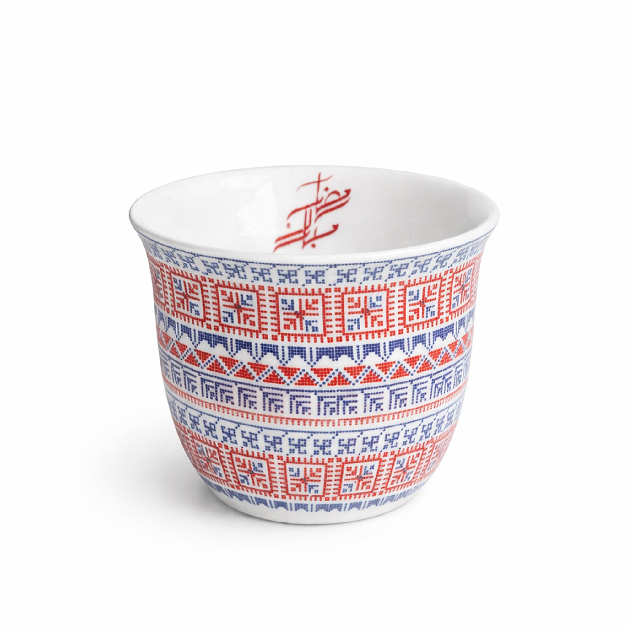 M18042/CBA12/D25110 Ceramic Cawa Cup Set – 12-Piece Red & Blue Arabic ...