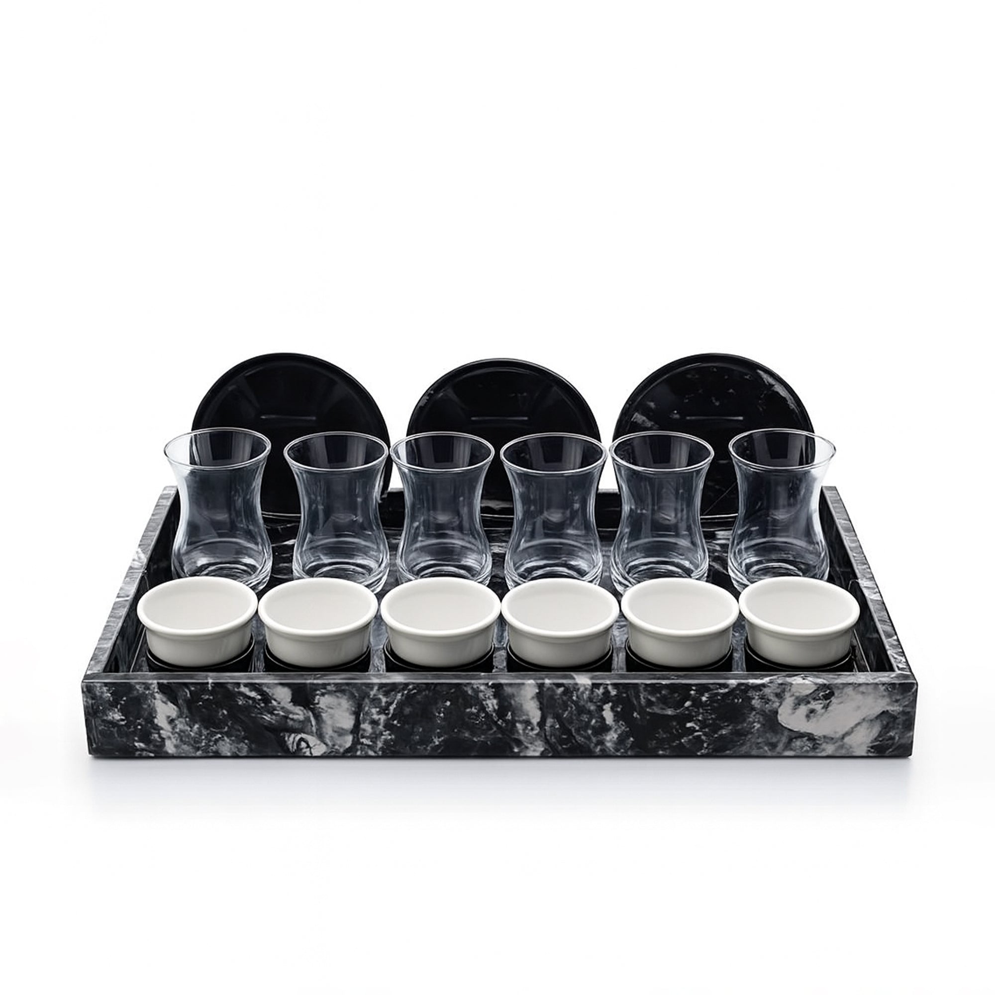 SET-TEMP002BL Coffee & Tea Serving Set – Black – Resin Tray with 6 ...