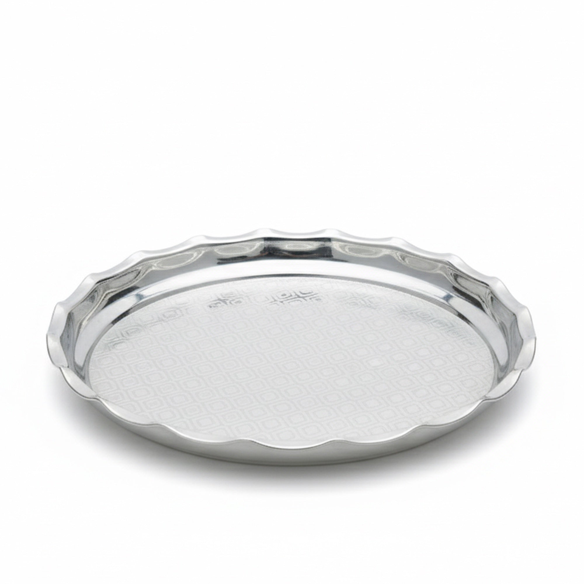 STS0293301 Almarjan Stainless Steel Round Tray – 50 cm – Wave Edge ...